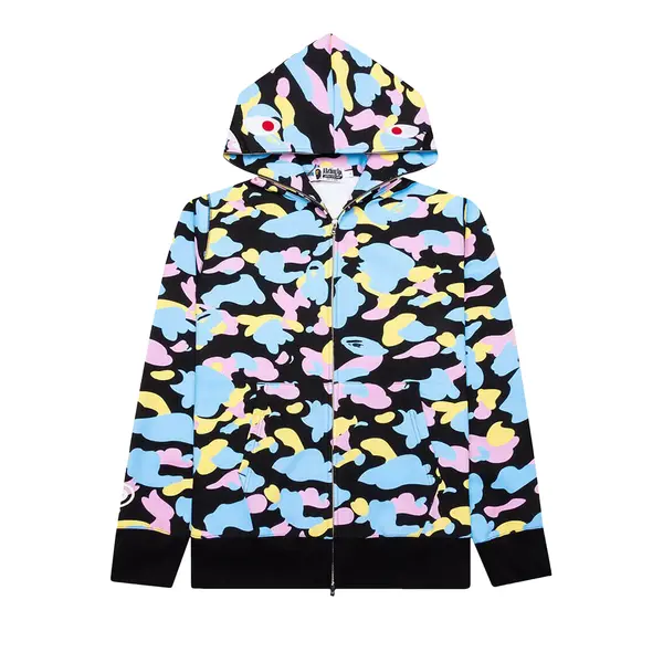 Bape Multi Camo 2nd Shark Full Zip Hoodie Black Editorialist