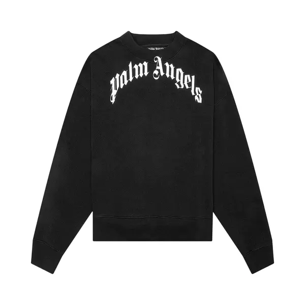 Palm Angels Curved Logo Crewneck - Black