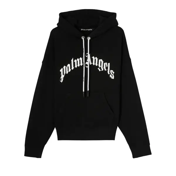 Palm Angels Curved Logo Hoody - Black