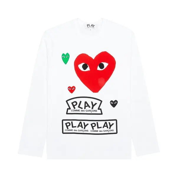 Play Comme Des Garcon Multi Logo Long-sleeve T-shirt - White