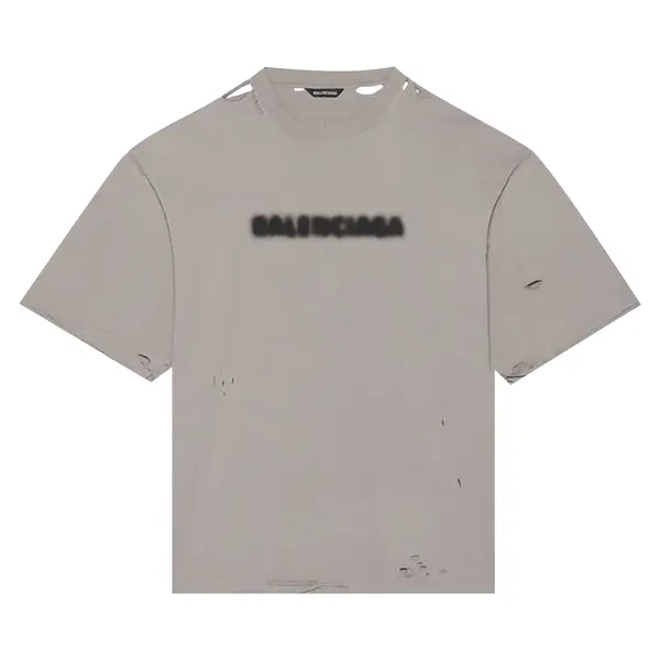 Balenciaga Distressed Logo T-shirt - Grey