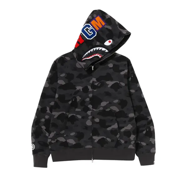 A BATHING APE Color Camo Shark Full Zip Hoodie - Black
