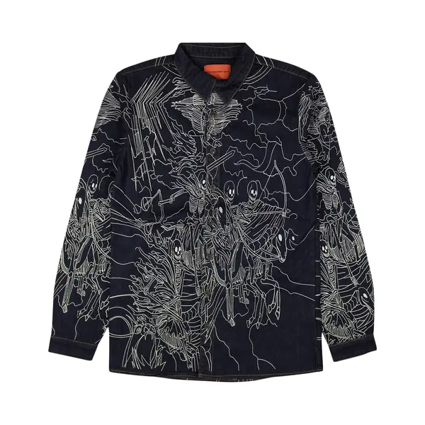 WHO DECIDES WAR Denim Embroidered Four Horseman Workshirt