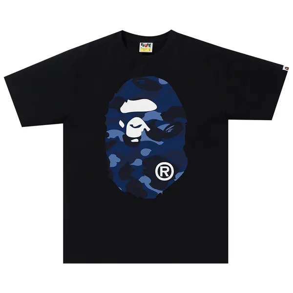 A BATHING APE Color Camo Big Ape Head Tee /navy - Black