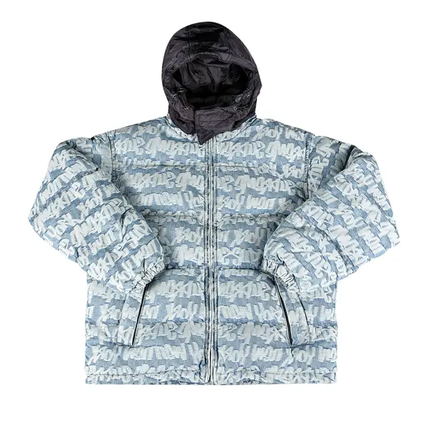 Supreme Fat Tip Jacquard Denim Puffer Jacket