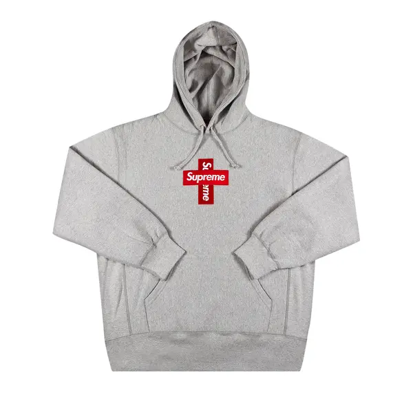 Supreme Cross Box Logo Hooded Sweatshirt - Grey | Editorialist