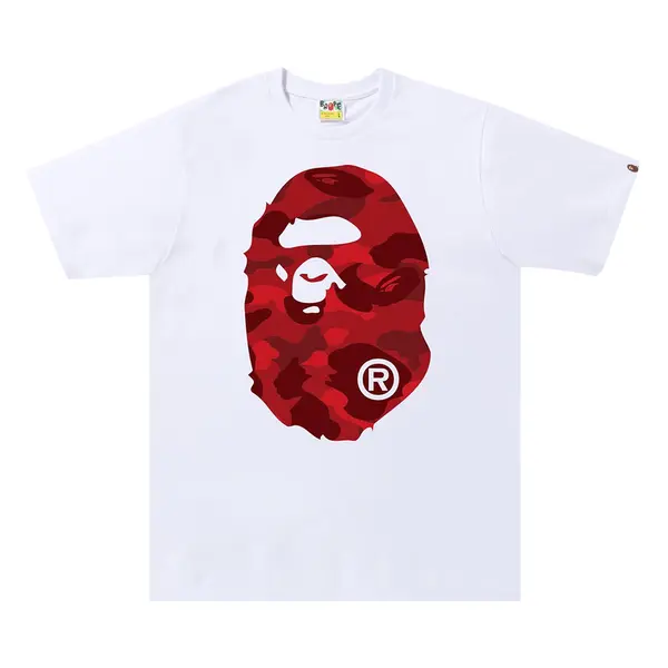 A BATHING APE Color Camo Big Ape Head Tee /red - White