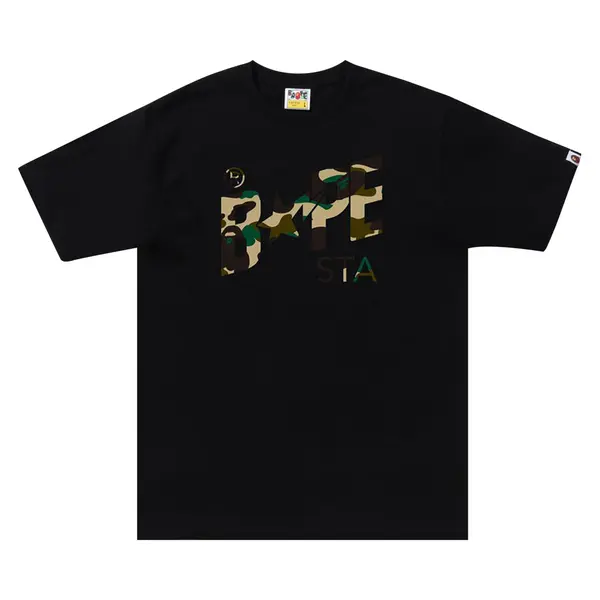 A BATHING APE Sta 1st Camo Logo Tee /yellow - Black