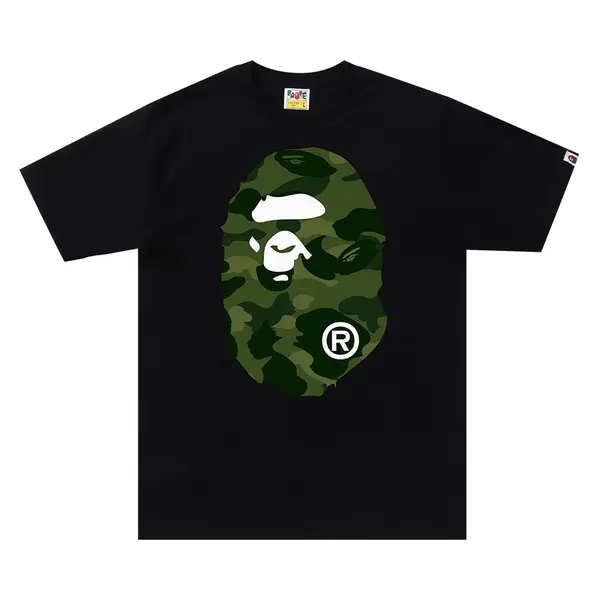 A BATHING APE Color Camo Big Ape Head Tee /green - Black