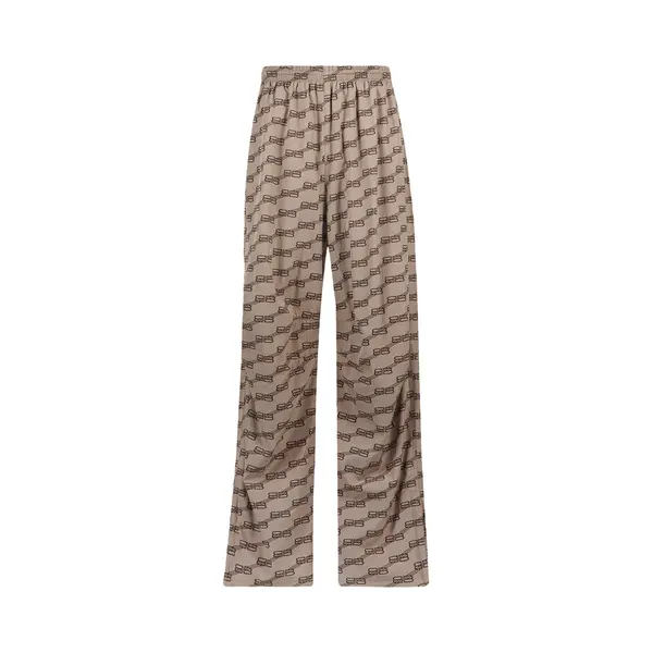 Balenciaga Monogram Pajama Pants 'beige/brown - Tan