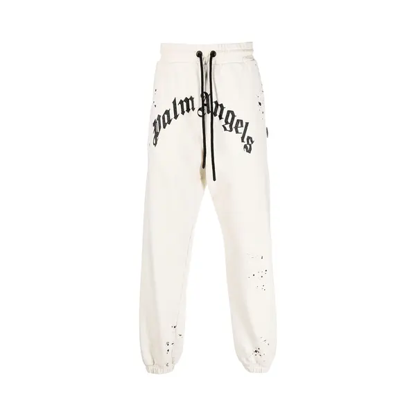 Palm Angels Glittered Logo Sweatpants - White