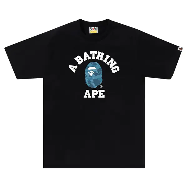 A BATHING APE Honeycomb Camo College Tee /blue - Black