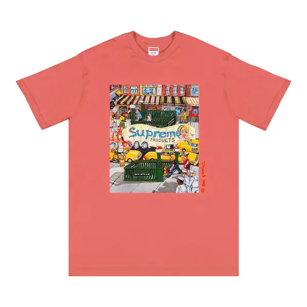 Supreme Manhattan Tee 'bright Coral - Pink