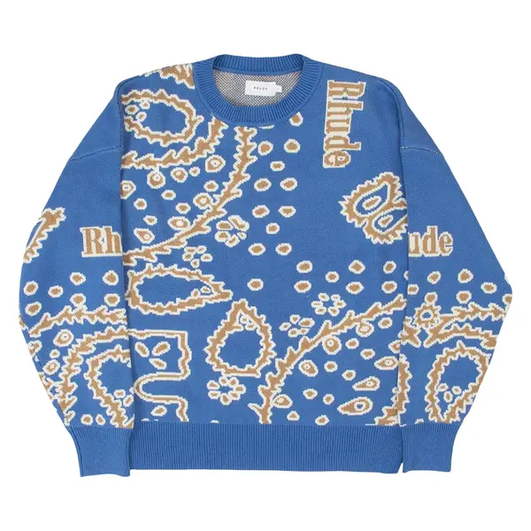Rhude Bandana Knit Crewneck - Blue