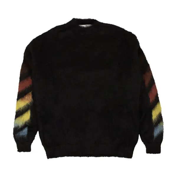 Off-White Diag Brushed Mohair Crewneck Sweater - Black