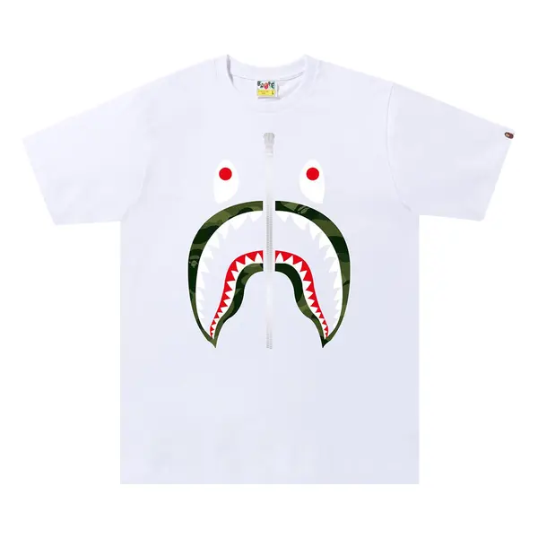 A BATHING APE Color Camo Shark Tee - White