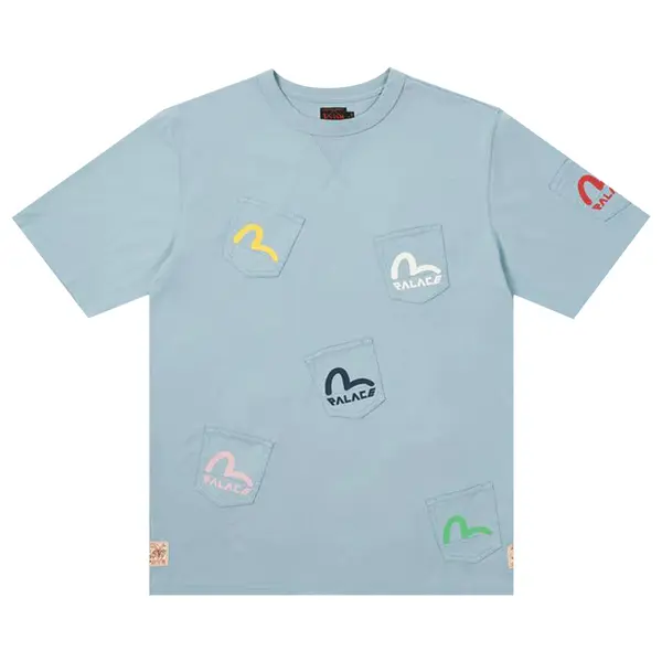 PALACE X Evisu Multi Pocket T-shirt 'dusty - Blue