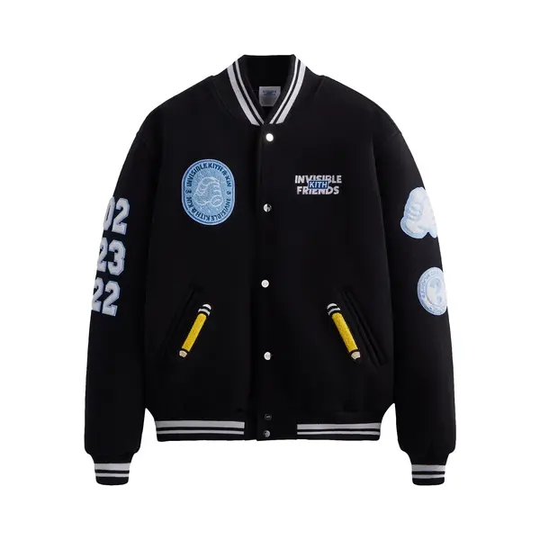 Kith X Invisible Friends Manteco Wool Varsity Jacket - Black