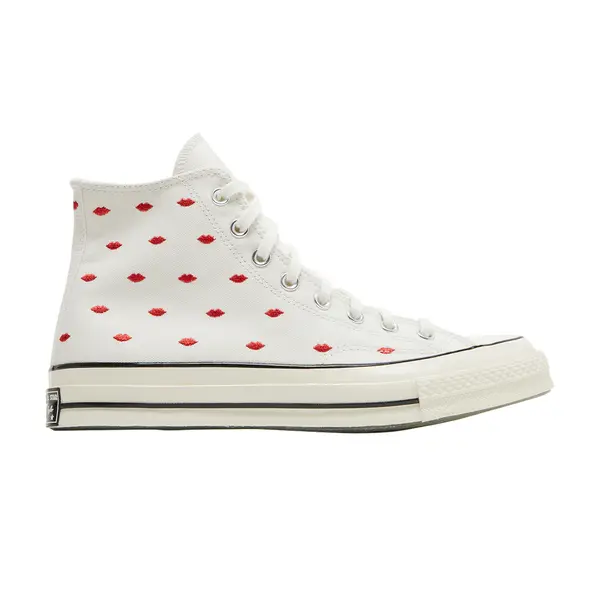 CONVERSE Chuck 70 Embroidered Lips High Top Sneaker - White