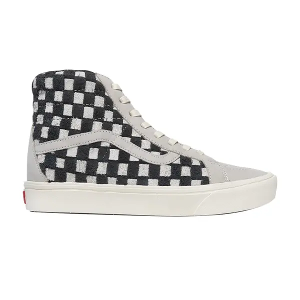 VANS Sk8-hi Reissue Lx Comfycush Hairy Suede Checkerboard High Top Sneakers - Cream