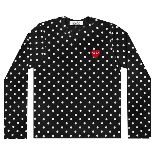 Play Comme Des Garcon Polka Dot Long Sleeve T-shirt - Black