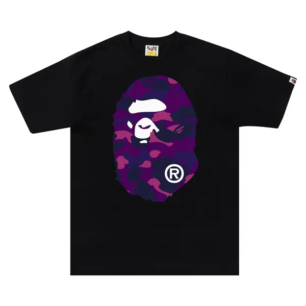A BATHING APE Color Camo Big Ape Head Tee /purple - Black