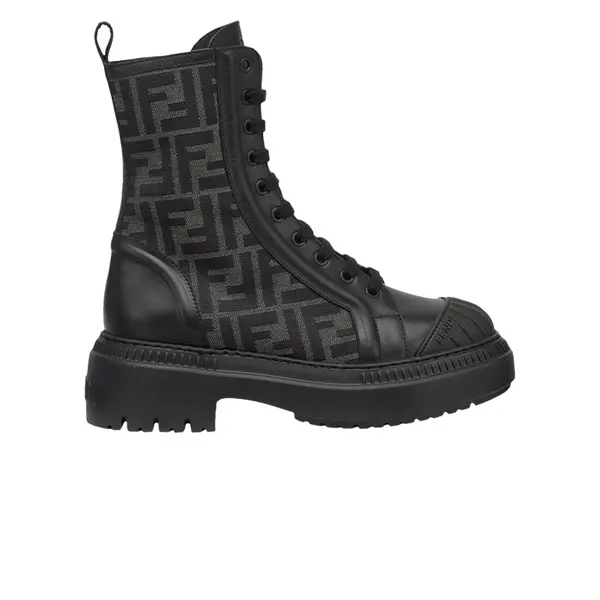 Fendi Ff Motif Domino Biker Boot - Black