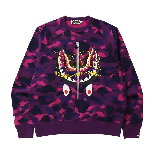 A BATHING APE Color Camo Shark Crewneck