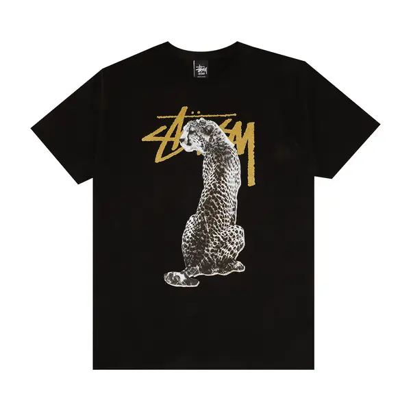 StüSsy Stock Cheetah Tee - Black | Editorialist