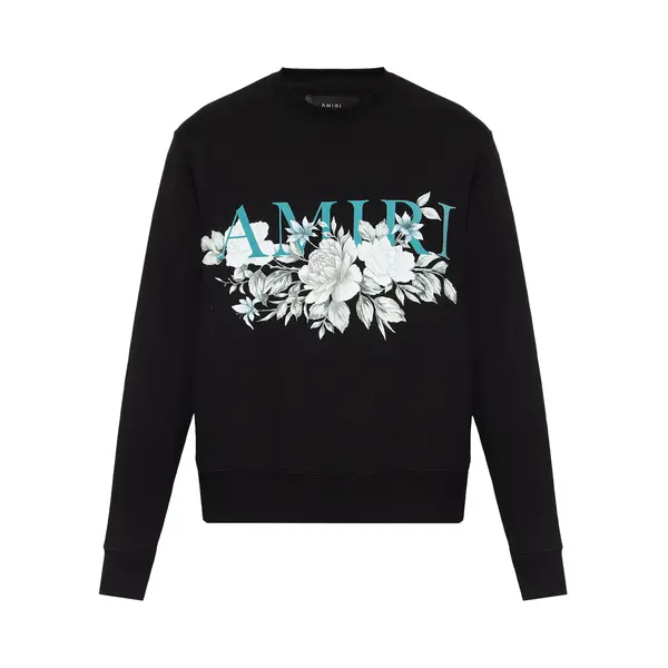 Amiri Floral Logo Crewneck - Black