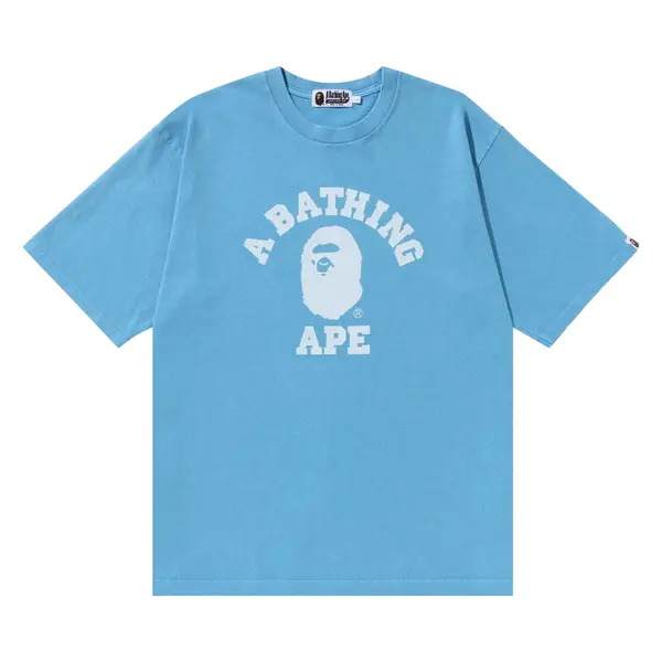 A BATHING APE Stone Wash College Relaxed Tee 'sax - Blue