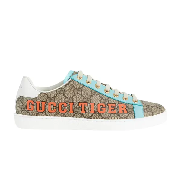 Gucci Ace Gg Supreme Tiger Print Sneakers - Tan