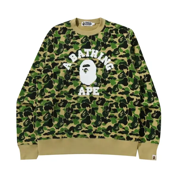 A BATHING APE Abc Camo College Wide Crewneck - Green