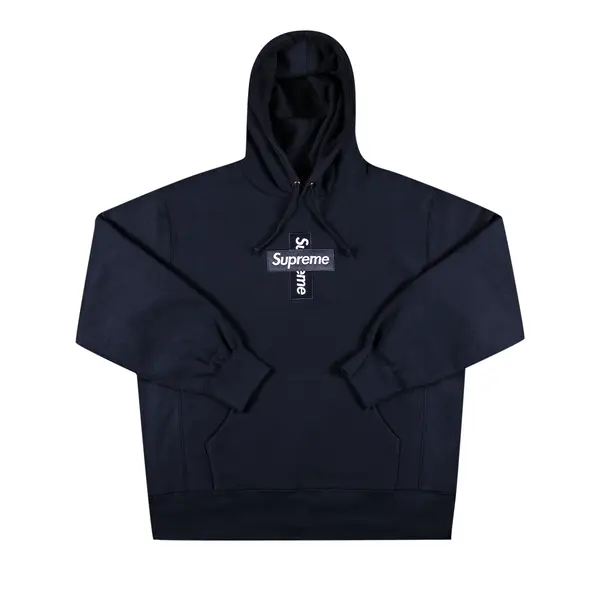 Supreme Cross Box Logo Hooded Sweatshirt - Blue