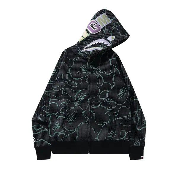 A BATHING APE Full Zip Hoodie - Black
