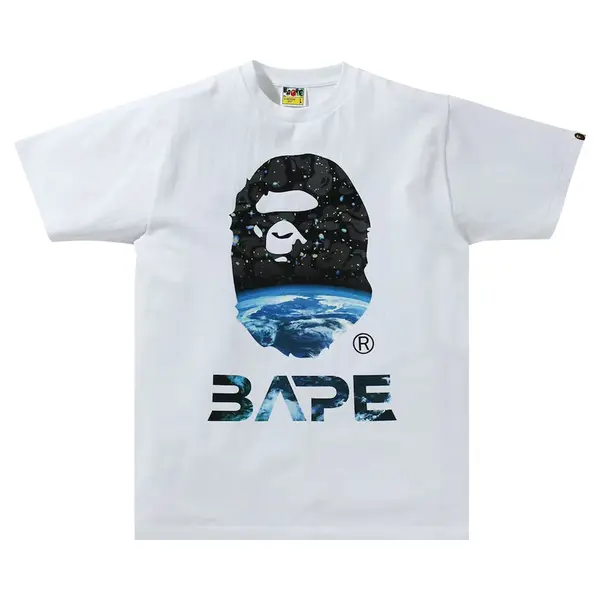 A BATHING APE Space Camo Ape Head Tee - White