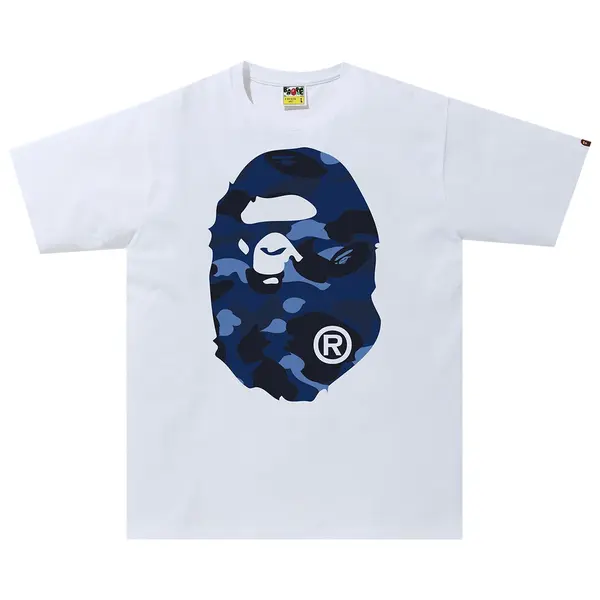 A BATHING APE Color Camo Big Ape Head Tee /blue - White