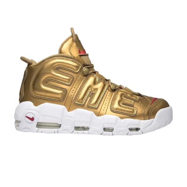 Nike Supreme X Air More Uptempo Metallic Sneakers - Gold