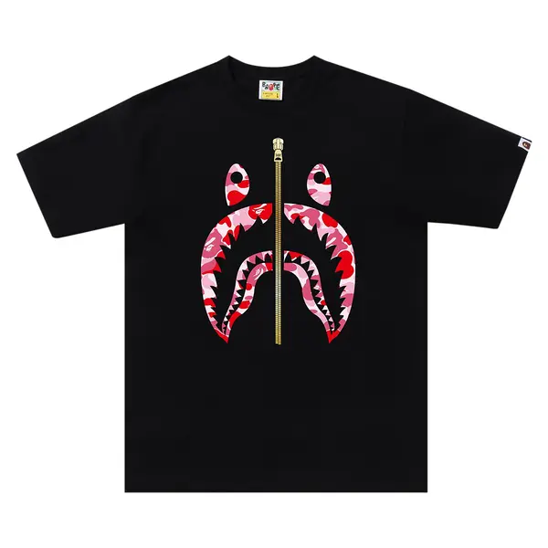 A BATHING APE Abc Camo Shark Tee /pink - Black