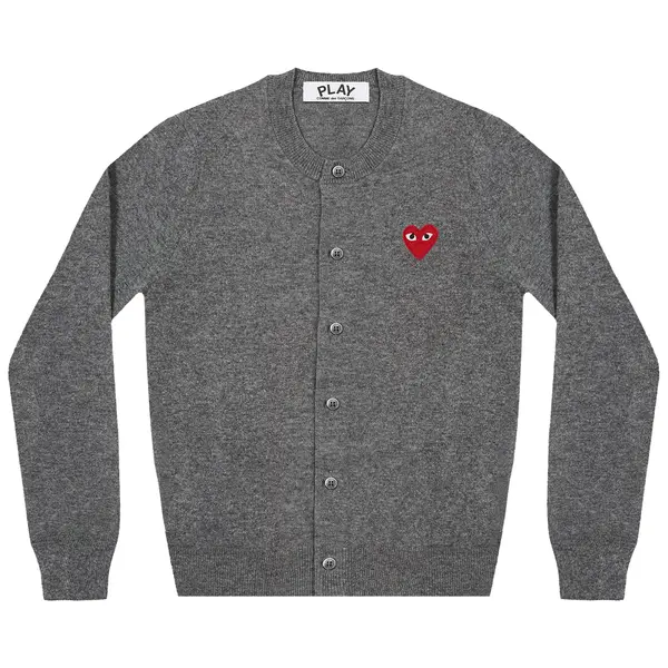 Play Comme Des Garcon Heart Cardigan - Grey