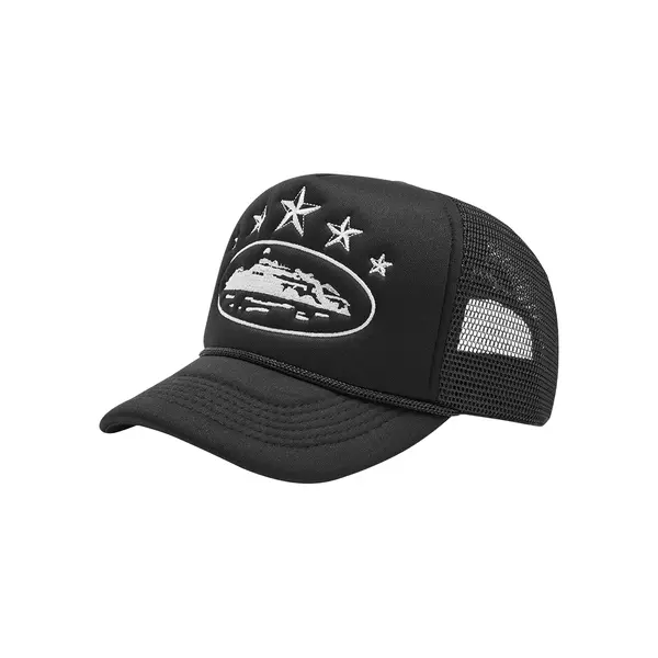 Corteiz 5 Starz Alcatraz Trucker Cap In Black | Editorialist