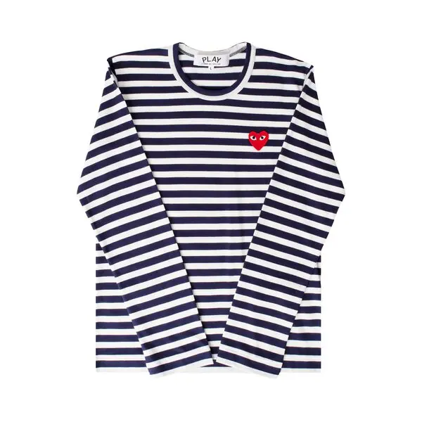 Play Comme Des Garcon Striped Long-sleeve T-shirt - Blue