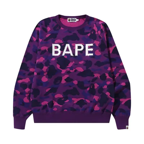 A BATHING APE Color Camo Crystal Stone Crewneck - Purple