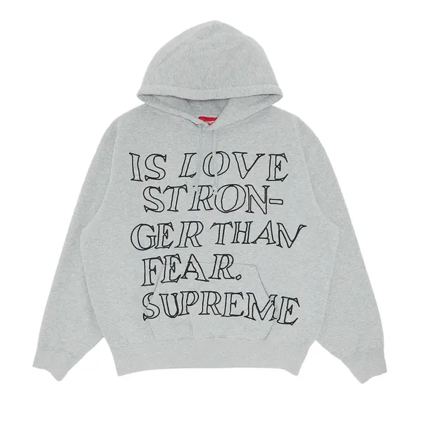 Supreme Stronger Than Fear Hooded Sweatshirt - Grey