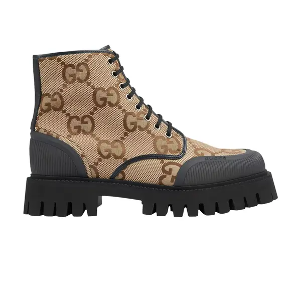Gucci Maxi Gg Lace-up Boots - Brown