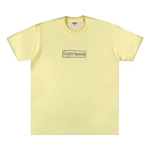 Supreme X Kaws Chalk Logo Tee 'pale - Yellow
