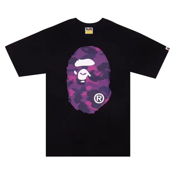 A BATHING APE Color Camo Big Ape Head Tee /purple - Black