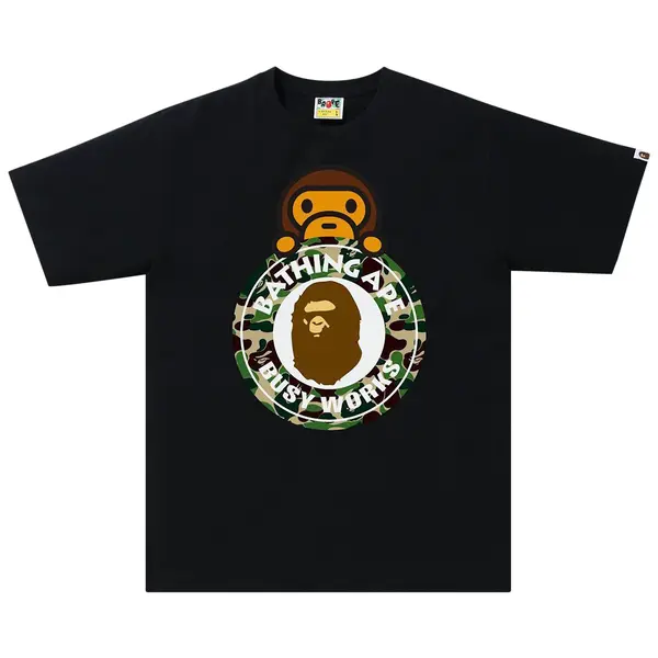 A BATHING APE Abc Camo Milo On Busy Works Tee - Black