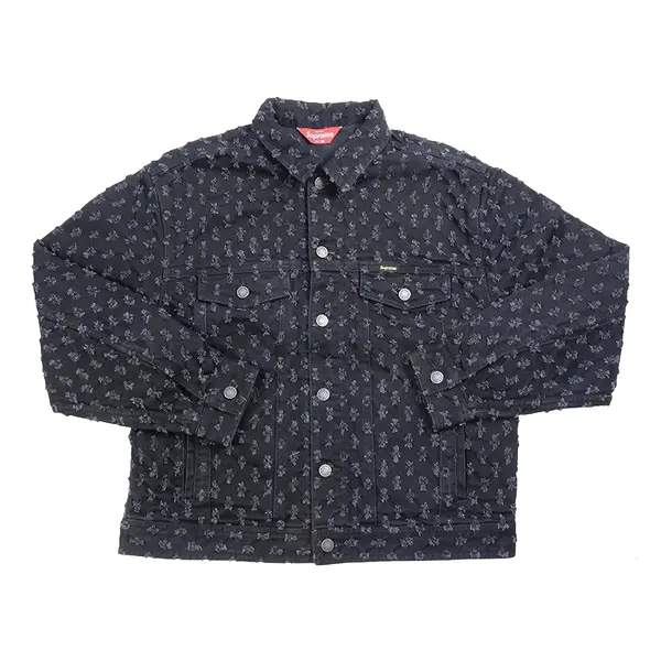 Supreme Hole Punch Denim Trucker Jacket - Black
