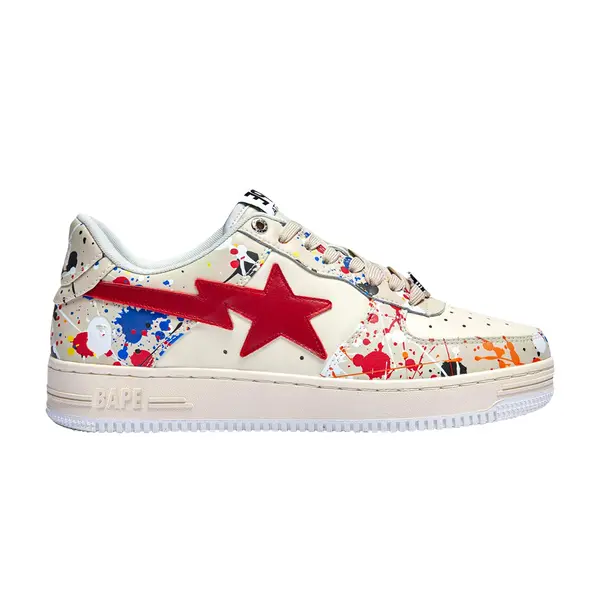 A BATHING APE Bapesta Low Paint Splatter - Cream